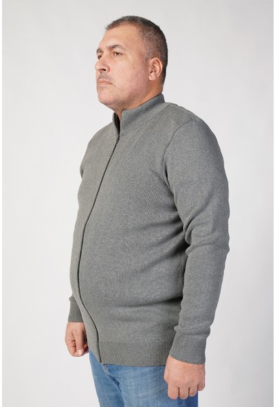 Trist Star Büyük Beden KOYU GRİ Dik Yaka Fermuarlı Pamuklu Erkek Hırka Trist Star Büyük Beden KOYU GRİ Dik Yaka Fermuarlı Pamuklu Erkek Hırka