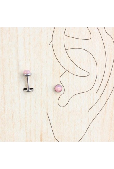 Family Store 4mm Disk Pembe Sedef Cerrahi Çelik Tragus Piercing
