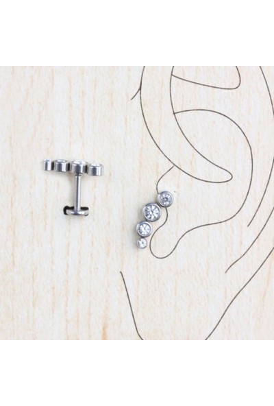 Family Store Dört Taş Cerrahi Çelik Tragus Helix Conch Piercing