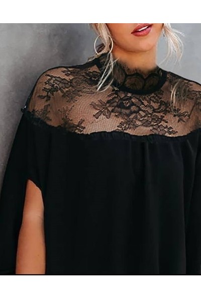 Black&Grace Omuz Ful Dantel Salaş Bluz