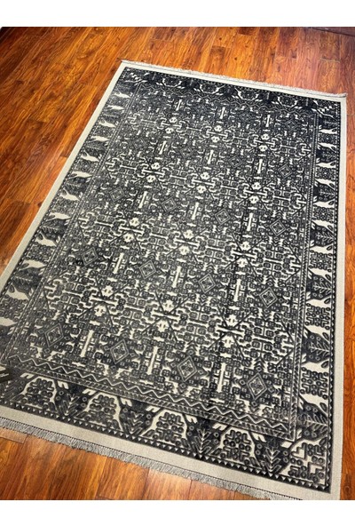 Delibaşlar Halı Gri Çerçeve Desen Dekoratif Bambu Ipeği Kilim 200 x 300 cm Delibaşlar Halı Gri Çerçeve Desen Dekoratif Bambu Ipeği Kilim 200 x 300 cm