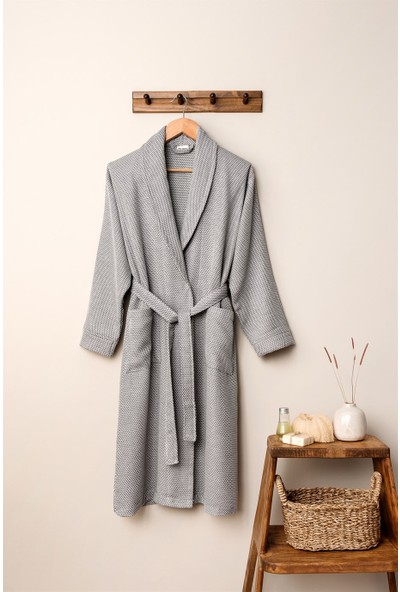 Denizli Concept Unisex Likya Peştemal Bornoz Gri S/M Denizli Concept Unisex Likya Peştemal Bornoz Gri S/M