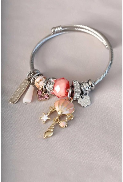 Pembe Avm Istiridye Kabuk Figürlü Charm Bileklik