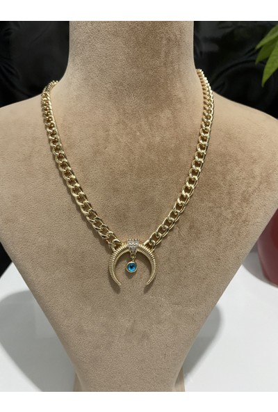 Aksesuaroloji Vip Serisi Nazarlı Hilal Kolye