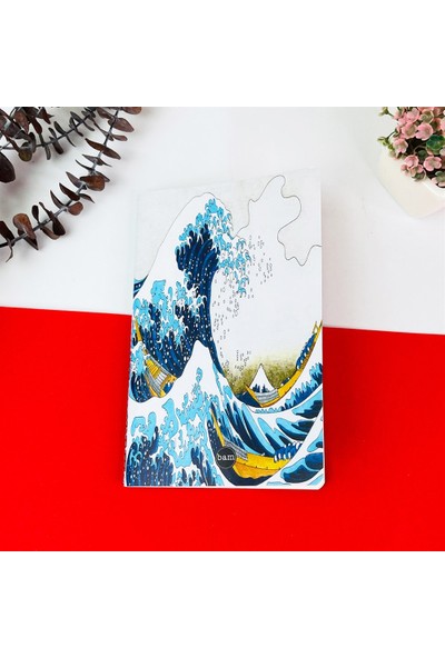 Retina Shop Kanagawa Büyük Dalga Tasarımlı Terzi Dikişli Defter
