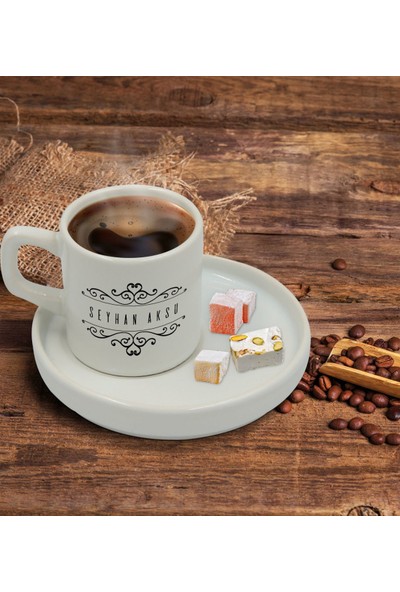 BK Kişiye Özel Sunum Tabaklı Isimli Türk Kahvesi Fincanı Model 9