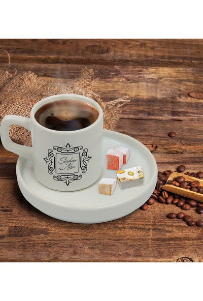 BK Kişiye Özel Sunum Tabaklı Isimli Türk Kahvesi Fincanı Model 1