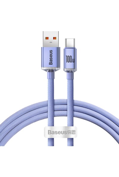 Baseus Crystal Shine 100W 120 cm Type-C Şarj Kablosu Mor Baseus Crystal Shine 100W 120 cm Type-C Şarj Kablosu Mor