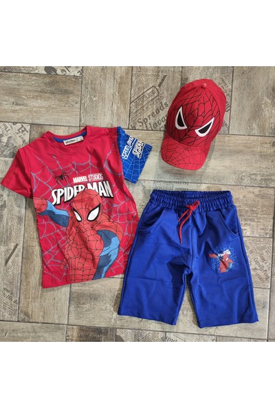 Spiderman Şortlu Şapkalı Takım