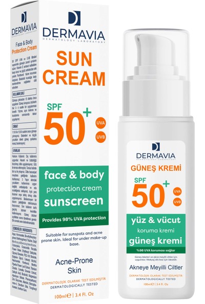 Kargo Bedava Dermavia Spf+50 Yüz ve Vücut Güneş Kremi Akneye Meyilli Ciltler 100 ml Kargo Bedava Dermavia Spf+50 Yüz ve Vücut Güneş Kremi Akneye Meyilli Ciltler 100 ml
