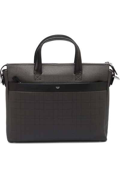 Siyah Deri Erkek Ekose Evrak Çantası S22345R0P Siyah Deri Erkek Ekose Evrak Çantası S22345R0P