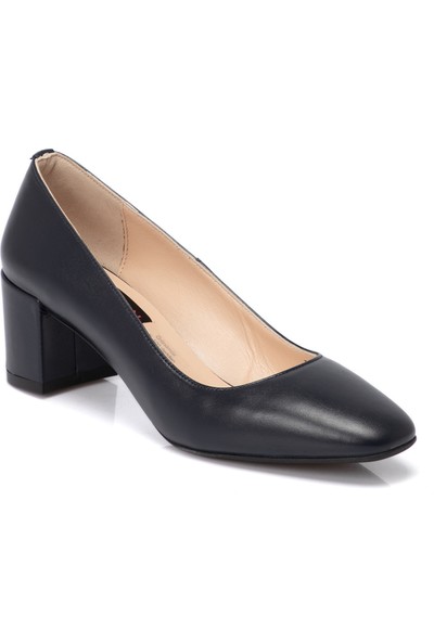 Lacivert Deri Kadın Ayakkabı 65656A31