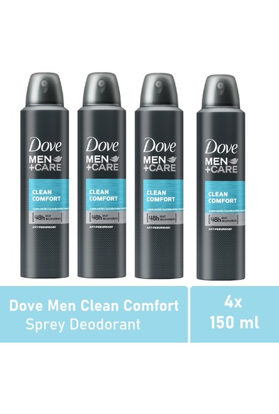 Dove Men Care Deodorant Clean Comfort 150 ml x 4 Adet Dove Men Care Deodorant Clean Comfort 150 ml x 4 Adet