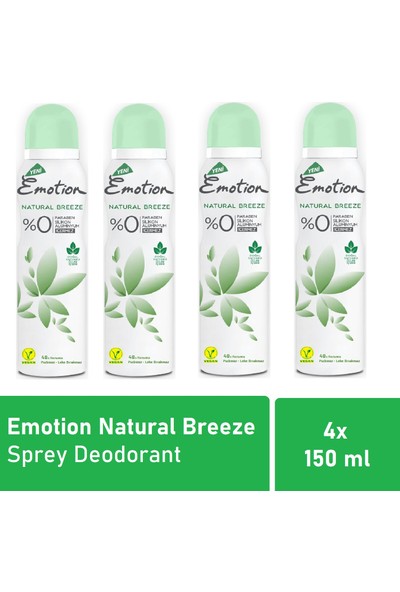 Emotion Kadın Deodorant Natural Breeze 150 ml - 4 Adet Emotion Kadın Deodorant Natural Breeze 150 ml - 4 Adet