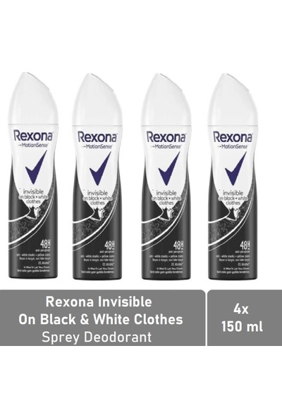 Rexona Kadın Deodorant Invisible On Black & White Clothes 150 ml x 4 Adet Rexona Kadın Deodorant Invisible On Black & White Clothes 150 ml x 4 Adet