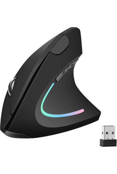 Peighusill Ergonomik Sağ Kavrama 2.4 Ghz 1600 Dpı Dikey USB Kablosuz Oyun Faresi - Siyah (Yurt Dışından)