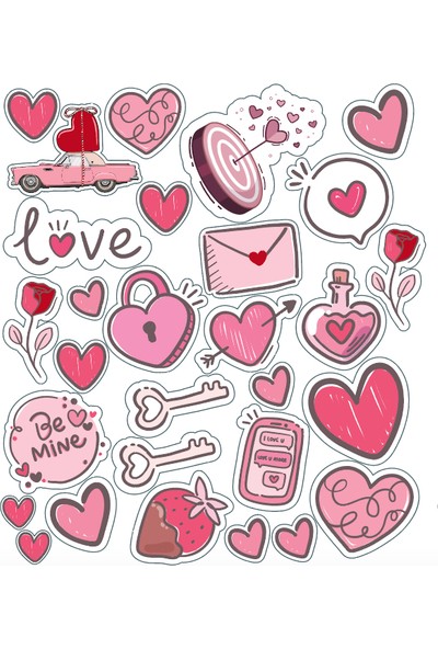 Etiketcim Sticker Love - 46 Adet - Farklı Ebatlarda (Pembe) Etiketcim Sticker Love - 46 Adet - Farklı Ebatlarda (Pembe)