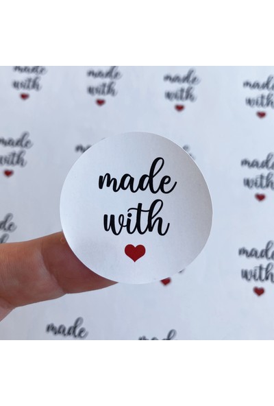 Etiketcim Kuşe Sticker (5X5CM) 50 Adet - Made With - Beyaz Zemin Etiketcim Kuşe Sticker (5X5CM) 50 Adet - Made With - Beyaz Zemin