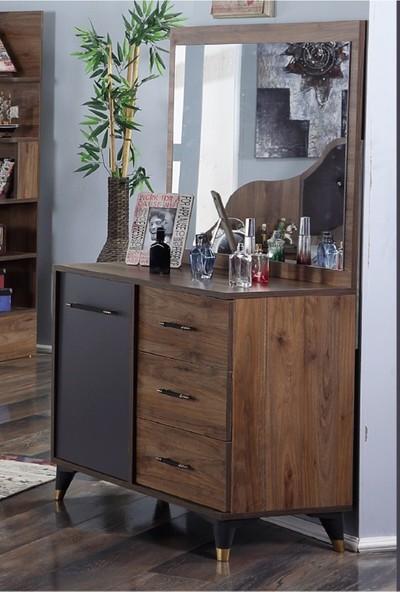 Afilli Angel 3 Çekmeceli Kapaklı Şifonyer Antrasit Ceviz Afilli Angel 3 Çekmeceli Kapaklı Şifonyer Antrasit Ceviz