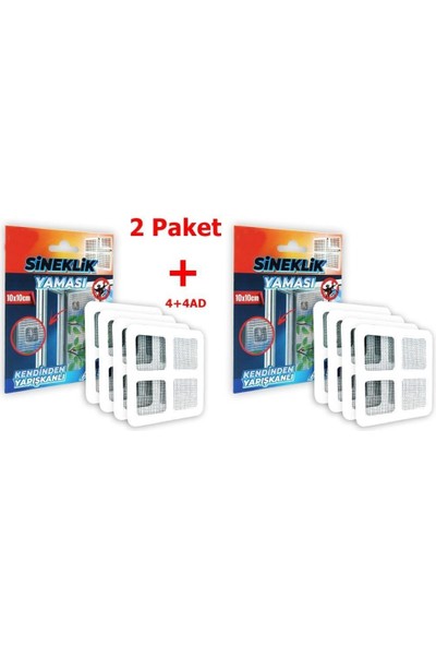 Sineklik Yaması Sineklik Tamir Bantı Kendinden Yapışkanlı 10X10CM 4AD X2 Paket Sineklik Yaması Sineklik Tamir Bantı Kendinden Yapışkanlı 10X10CM 4AD X2 Paket
