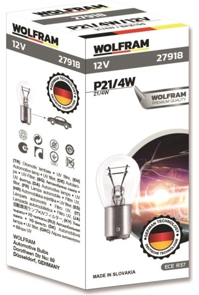 Wolfram P21/4W 1016 Yakın Tırnak Ampul 1 Adet