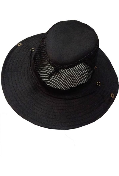 Asker Vadisi Jungle Fileli Siyah Rengi Safari Şapka