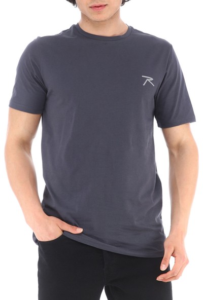 Raru Erkek %100 Pamuk T-Shirt Gravıs Füme