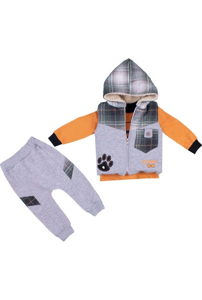 Erkek Çocuk 3lü Takım Mr. Bear Nakışlı - Flonte Kids - Takım - Turuncu - 0-1 Yaş Erkek Çocuk 3lü Takım Mr. Bear Nakışlı - Flonte Kids - Takım - Turuncu - 0-1 Yaş