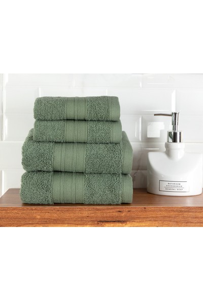 Madame Coco Fabrice Düz 4'lü Havlu Seti - Yeşil