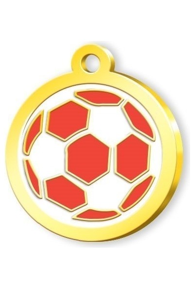 See Me Altın Kaplama Futbol Topu Künye - Kırmızı Beyaz