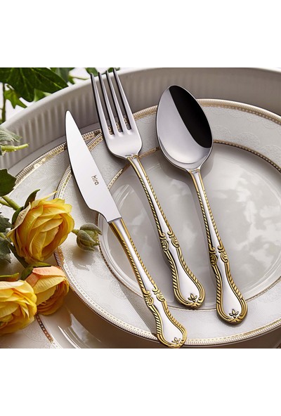 Hira Safir Gold 84 Parça Çatal Kaşık Bıçak Takımı Hira Safir Gold 84 Parça Çatal Kaşık Bıçak Takımı