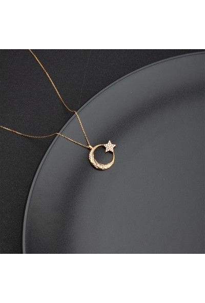 Miavi Silver 925 Ayar Gümüş Zirkon Taşlı Ay Yıldız Kolye Miavi Silver 925 Ayar Gümüş Zirkon Taşlı Ay Yıldız Kolye