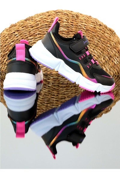 Kidessa 1194-27225 Anatomik Unisex Çocuk Spor Ayakkabı - NKT01194-SIYAH Pembe-31