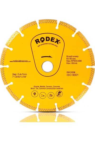 Rodex 115 Elmas Kesme Kesici Diski Tuğla Granit Mermer Taş Rodex 115 Elmas Kesme Kesici Diski Tuğla Granit Mermer Taş