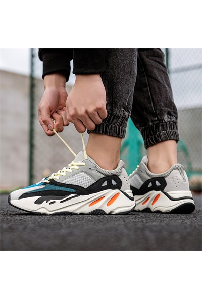 Shoe King Yeezy BD16700 Gri Beyaz Kadın Yürüyüş Koşu Ayakkabıları Hindistan Cevizi Ayakkabıları Kaymaz (Yurt Dışından)