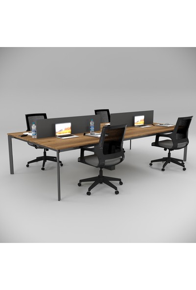 Akr Ofis Corner Dörtlü Workstation Ceviz Akr Ofis Corner Dörtlü Workstation Ceviz