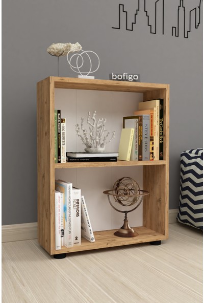 Bofigo Dekoratif 2 Raflı Kitaplık Modern Kitaplık Çam