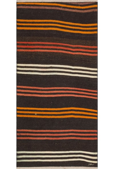 Çam Halı Özel Turuncu Beyaz Rengi Çizgili El Dokuma Vintage KILIM-100 x 200 cm Çam Halı Özel Turuncu Beyaz Rengi Çizgili El Dokuma Vintage KILIM-100 x 200 cm
