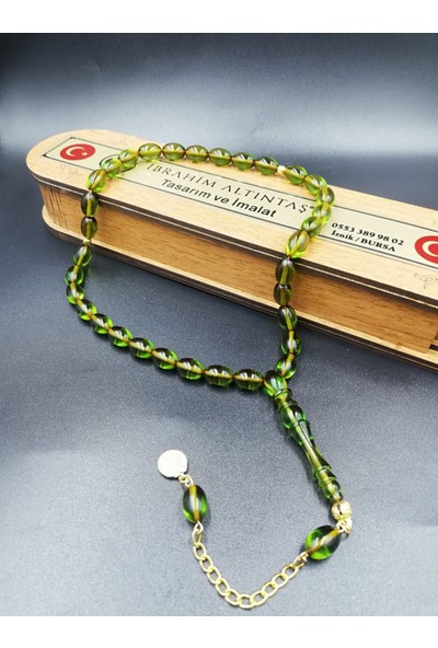 İbrahim Altıntaş Su Gibi Yeşil Kehribar Çubuk Tespih