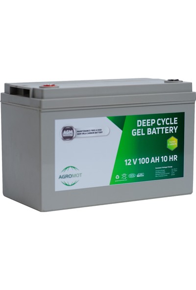 Agromot 12V 100 Ah Jel Akü Deep Cycle Nano Carbon Agm Battery Agromot 12V 100 Ah Jel Akü Deep Cycle Nano Carbon Agm Battery