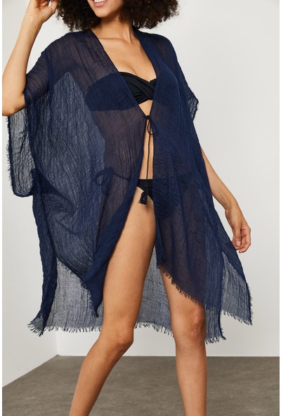Xhan Lacivert Önü Bağcıklı Bürümcük Kumaş Pareo 2YXK4-46169-14 Xhan Lacivert Önü Bağcıklı Bürümcük Kumaş Pareo 2YXK4-46169-14