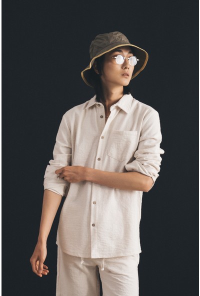 Regular Fit Kalıp Düz Renk Keten Gömlek