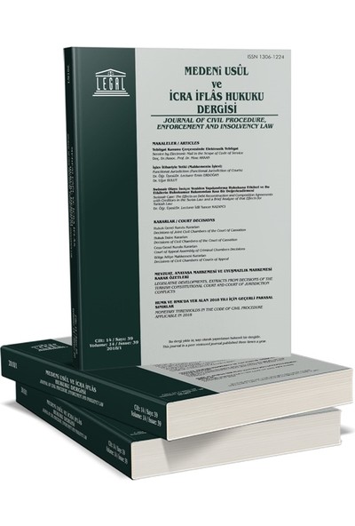 Medeni Usul ve Icra Iflas Hukuku Dergisi  2021 Yılı 1 Takım 3 Sayı Medeni Usul ve Icra Iflas Hukuku Dergisi  2021 Yılı 1 Takım 3 Sayı