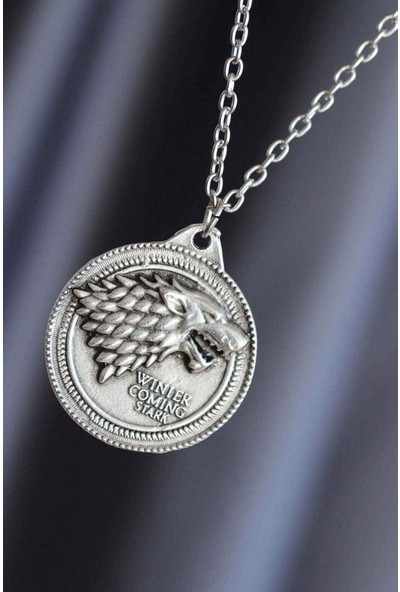 Karazona Erkek Winter Is Coming Model Gümüş Renk Metal Zincirli Kolye KZ-ERK1164 Karazona Erkek Winter Is Coming Model Gümüş Renk Metal Zincirli Kolye KZ-ERK1164