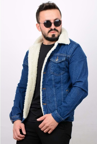 Edwox Erkek Içi Kürklü Lacivert Kot Ceket E113