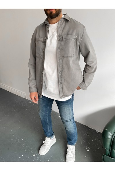 Bybasicman Gri Cepli Ceket RS-2063-5-6 Bybasicman Gri Cepli Ceket RS-2063-5-6