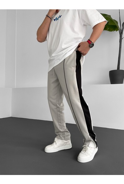 Bybasicman Gri Yanı Şeritli Eşofman B-3025