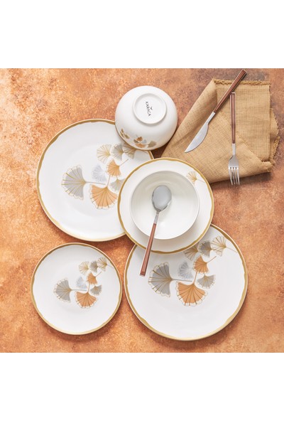 Karaca Gingko 18 Parça 6 Kişilik Porselen Yemek Takımı
