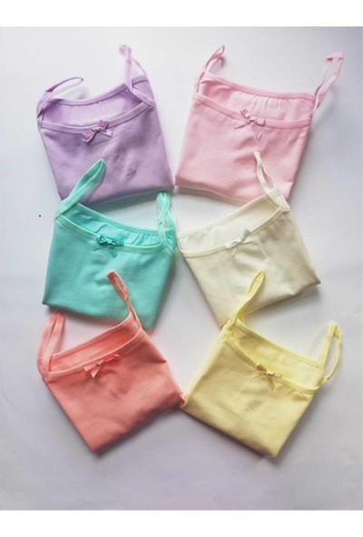 Kota 3411X12 Kız Çocuk 12'li Likralı Ip Askılı Karışık Desen Atlet- Kota 3411X12 Kız Çocuk 12'li Likralı Ip Askılı Karışık Desen Atlet-