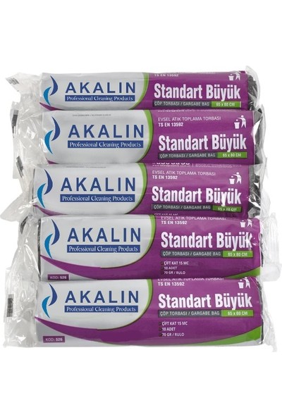 Akalın Standart Büyük Siyah Çöp Poşeti 5 Rulo 65 x 80 cm Akalın Standart Büyük Siyah Çöp Poşeti 5 Rulo 65 x 80 cm